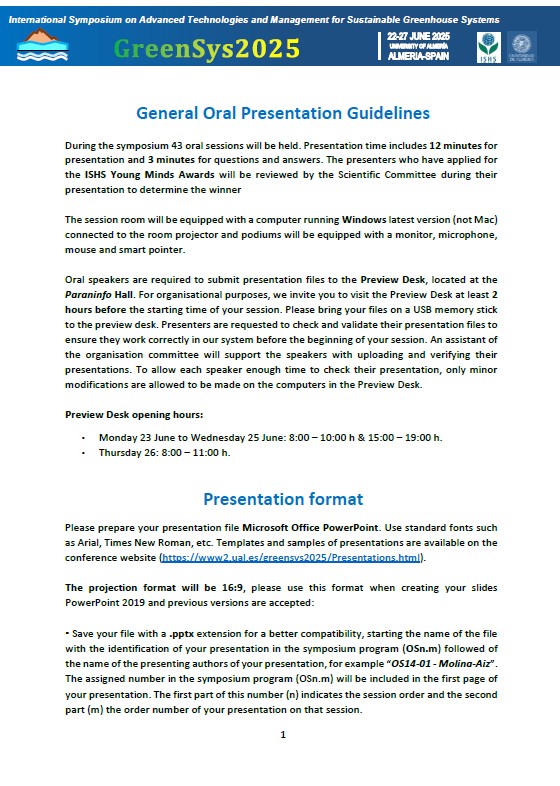 GreenSys 2025 - Presentations